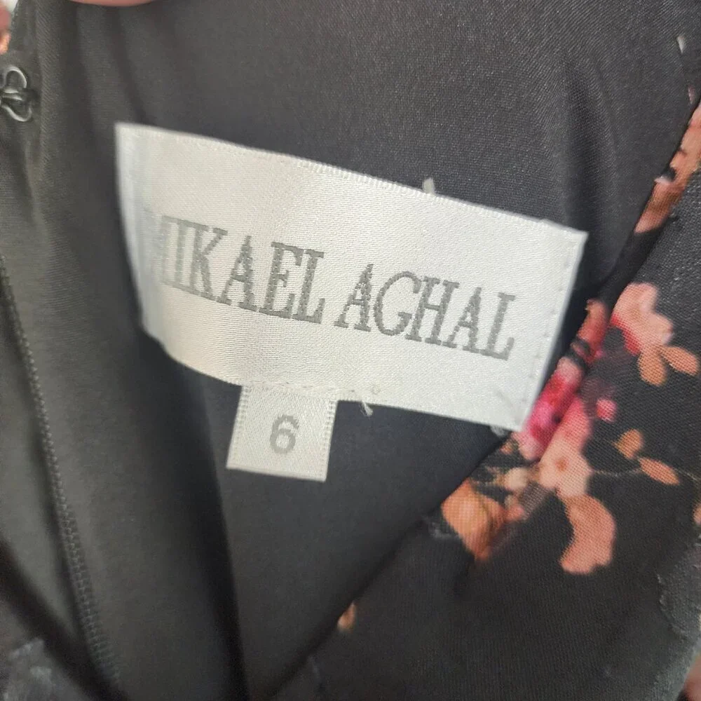 Mikael Aghal | Dresses | Nwt Mikael Aghal Floral Tiered Gown Black ...
